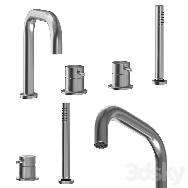 Single lever deck-mounted bath faucet Cisal Xion Inox - Faucet - 3D model