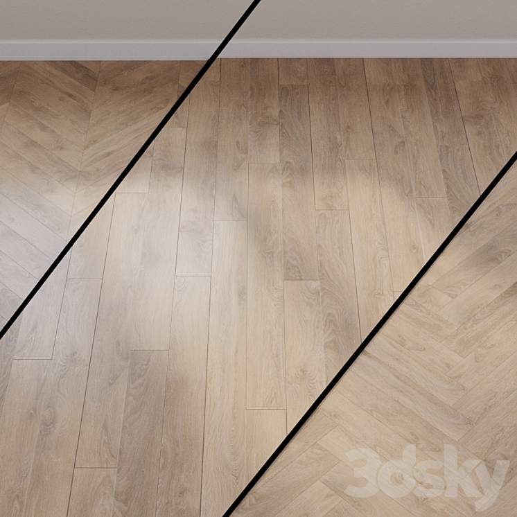 Laminate Light oak, solid decor, Living Pore - Floor coverings - 3D model