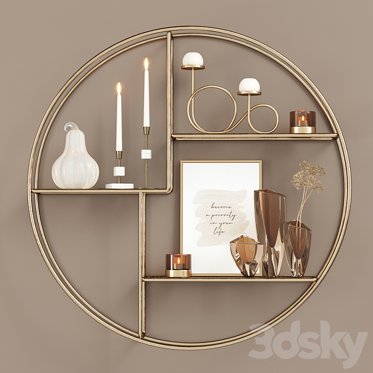 Salvage Wire Shelf Gold - Decorative set - 3D model