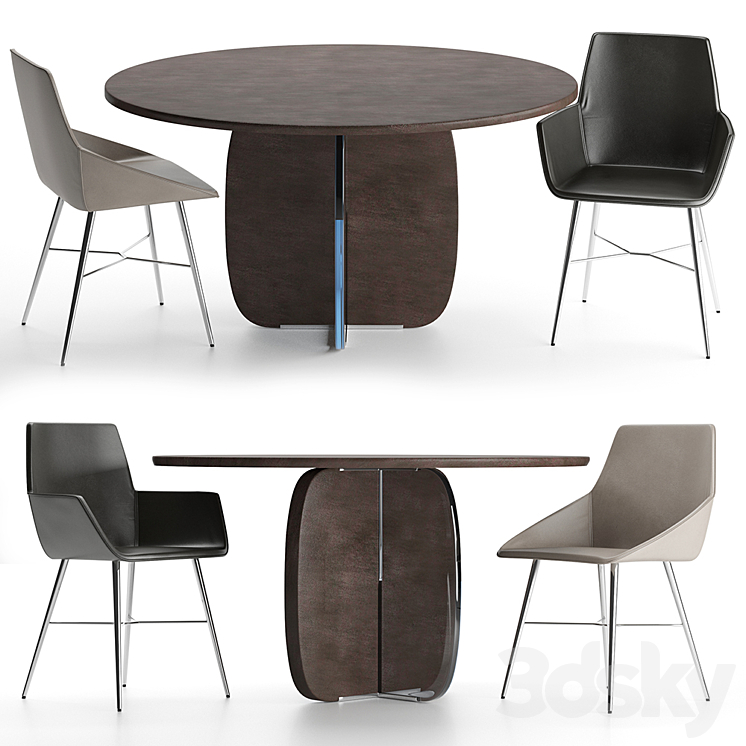 Selts Acerbis chair and Giano Acerbis table - Table + Chair - 3D model