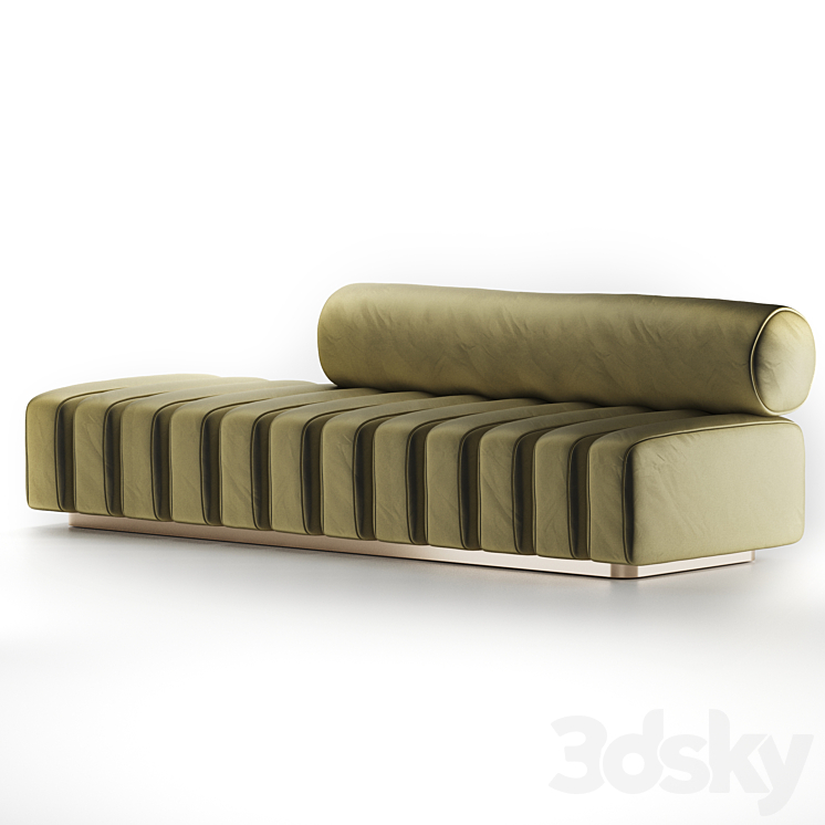 sofa Modern Line Tufted Bench Upholstered Bench with Round Back Bronze ...