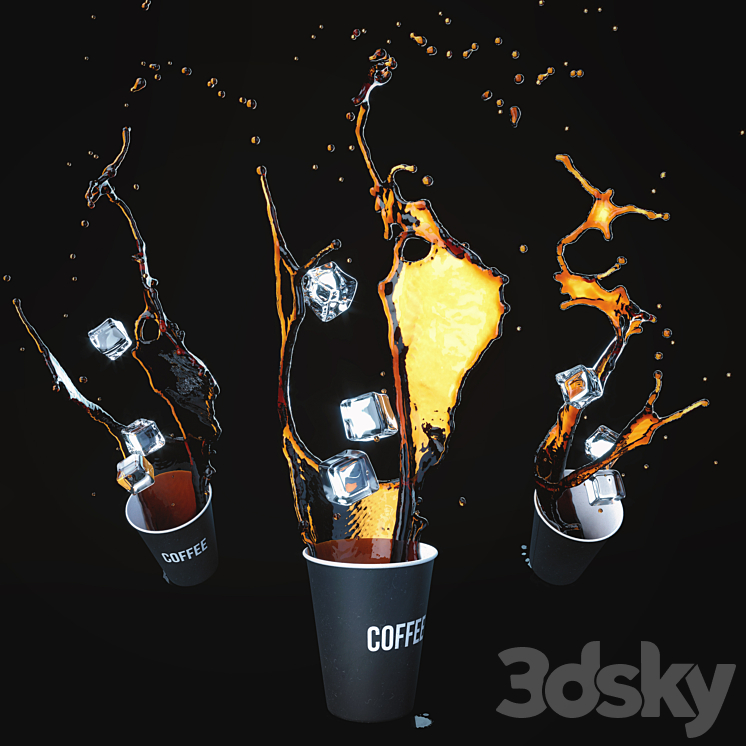 Ice coffee splash - Food and drinks - 3D model