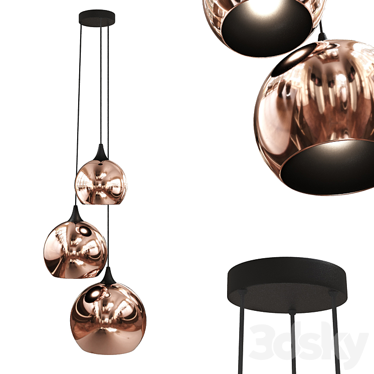 Pendant lamp Copper Trio - Pendant light - 3D model