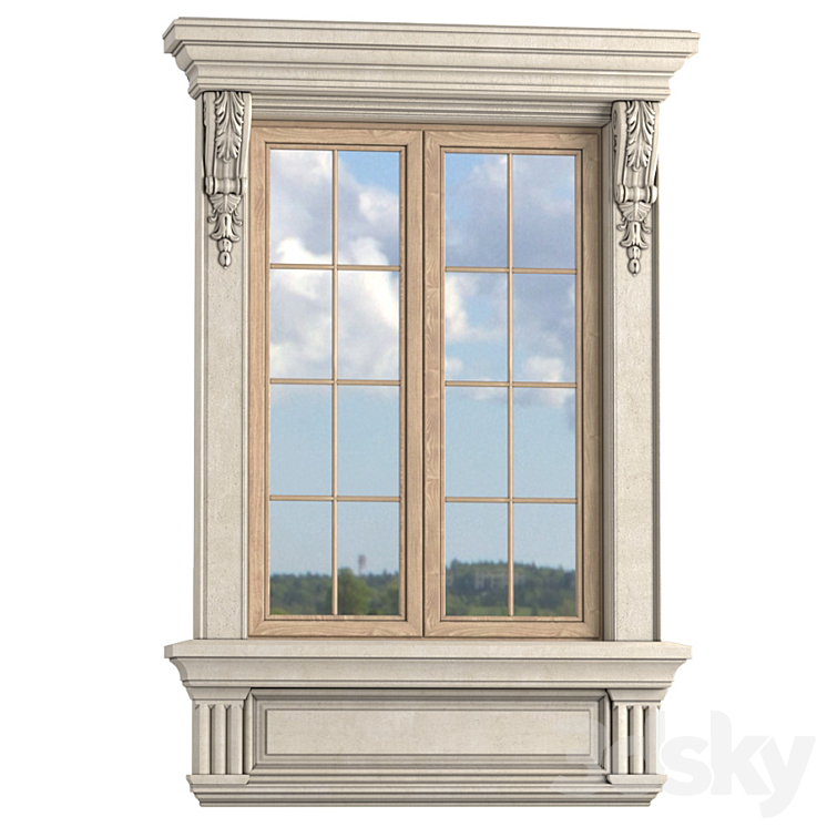 Classic frame window trim - Facade element - 3D model