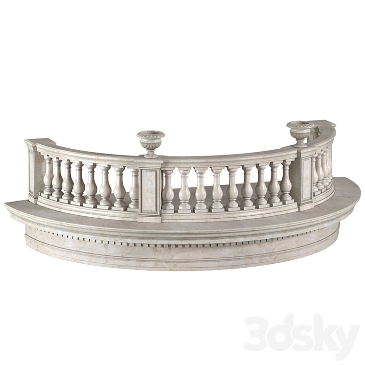 Classic semicircular balcony. Round balcony - Facade element - 3D model
