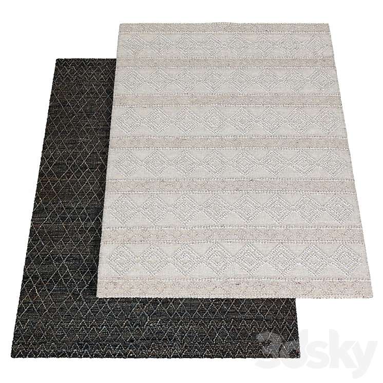 Morse Natural Geometric Gray rug - Carpets - 3D model