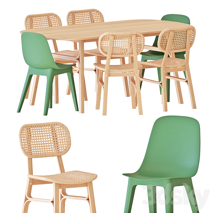 IKEA VOXLOV table and chairs - Table + Chair - 3D model