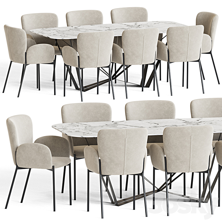 Dining Set 109 - Table + Chair - 3D model