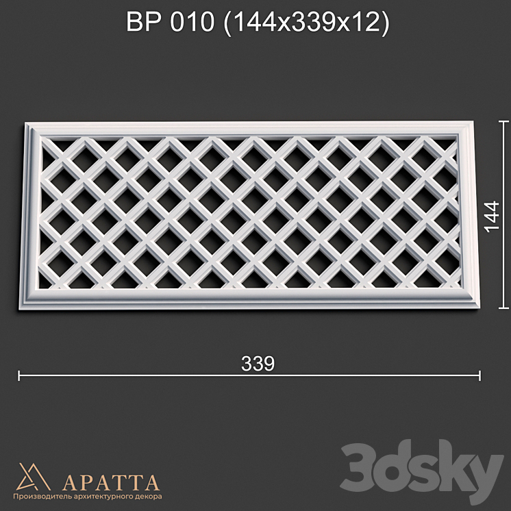 Ventilation plaster grill BP 010 (144x339x12) - Decorative plaster - 3D ...