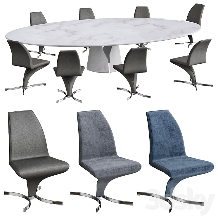 Giano by Cattelan Italia - Table + Chair - 3D model