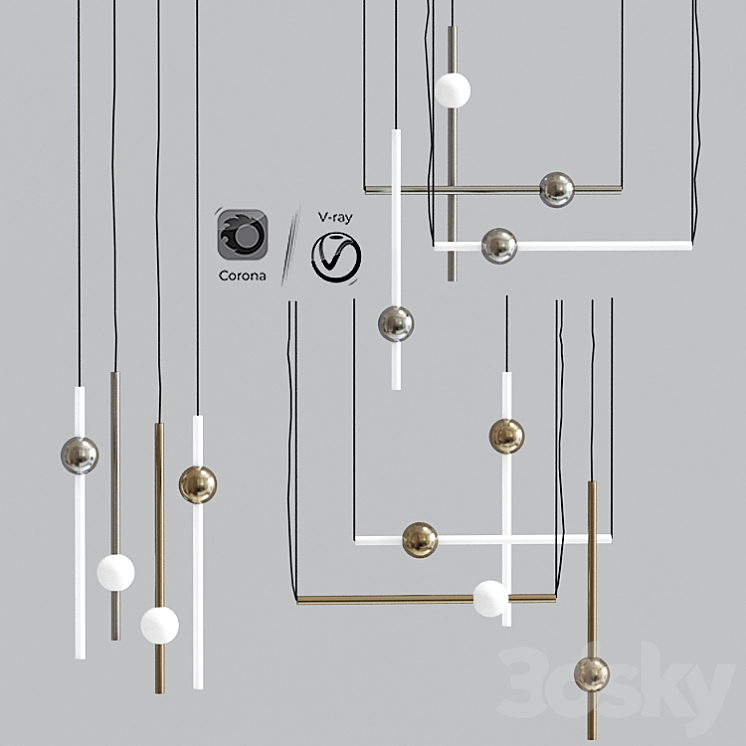 Orion Tube Light Collection - Pendant light - 3D model