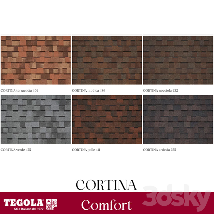 OM Seamless texture of TEGOLA shingles. COMFORT category. CORTINA ...