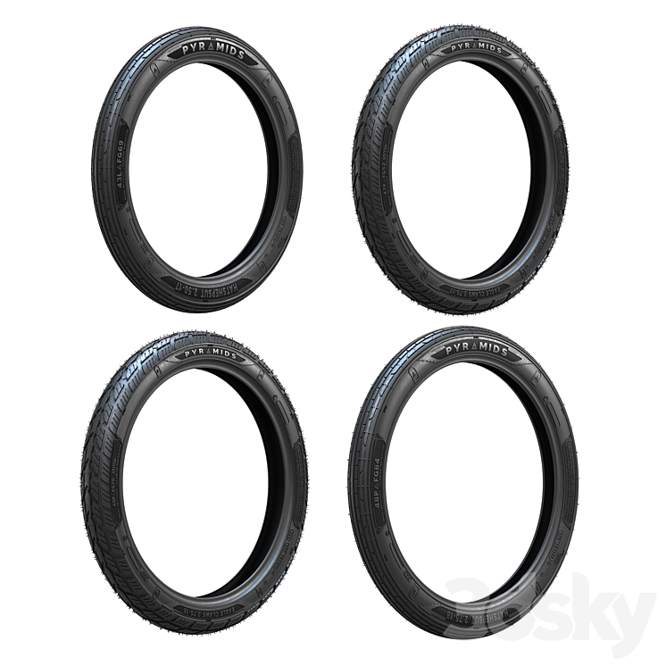 Bike tire tread Pyramids - Set 3 - Miscellaneous - 3D model