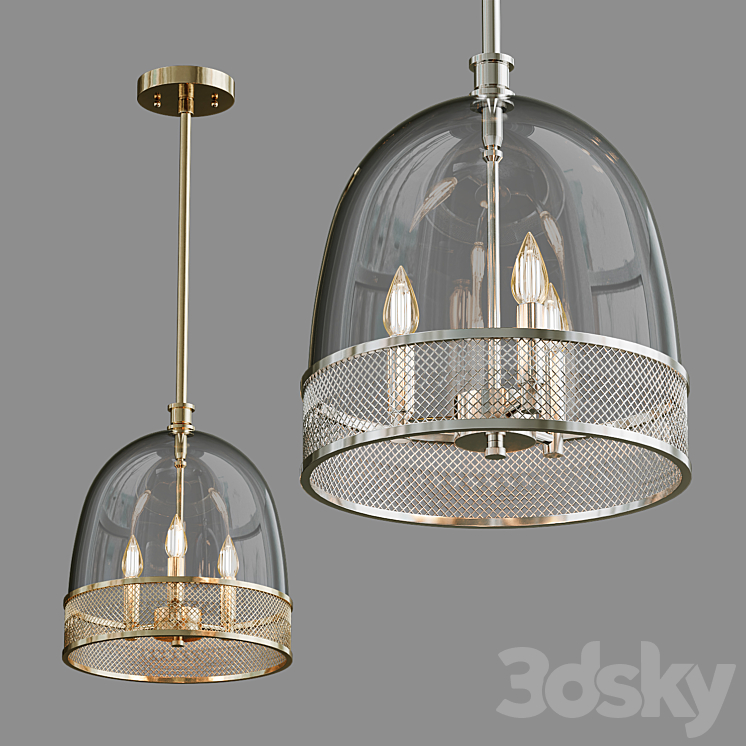 SEEDED GLASS AND SCREEN BELL PENDANT - Pendant light - 3D model