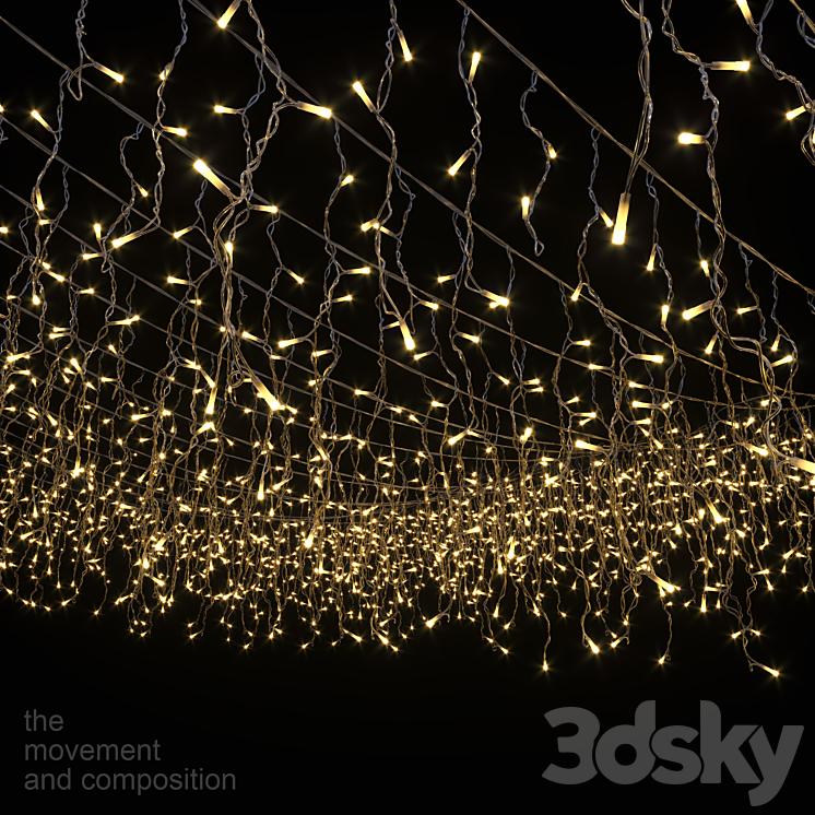 Editable garland fringe - Street lighting - 3D model