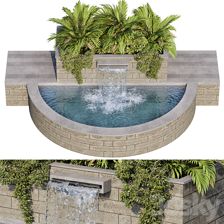 Plant and fountain 02 - Urban environment - 3D model