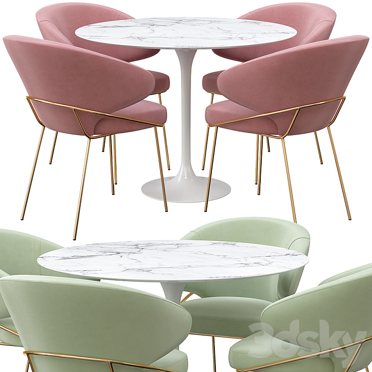 Kinley Chair & Apriori T Dining Table - Table + Chair - 3D model