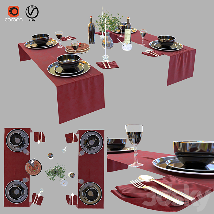 dining table set 01 - Tableware - 3D model