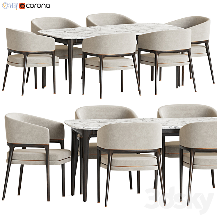Dining Set 123 - Table + Chair - 3D model