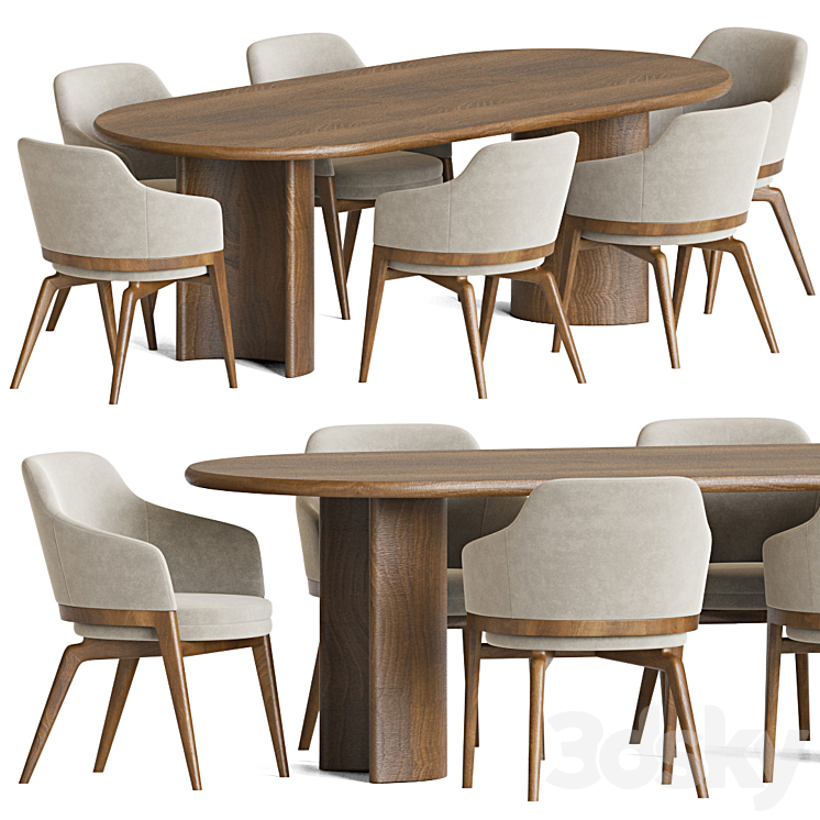 Dining Set 35 - Table + Chair - 3D model