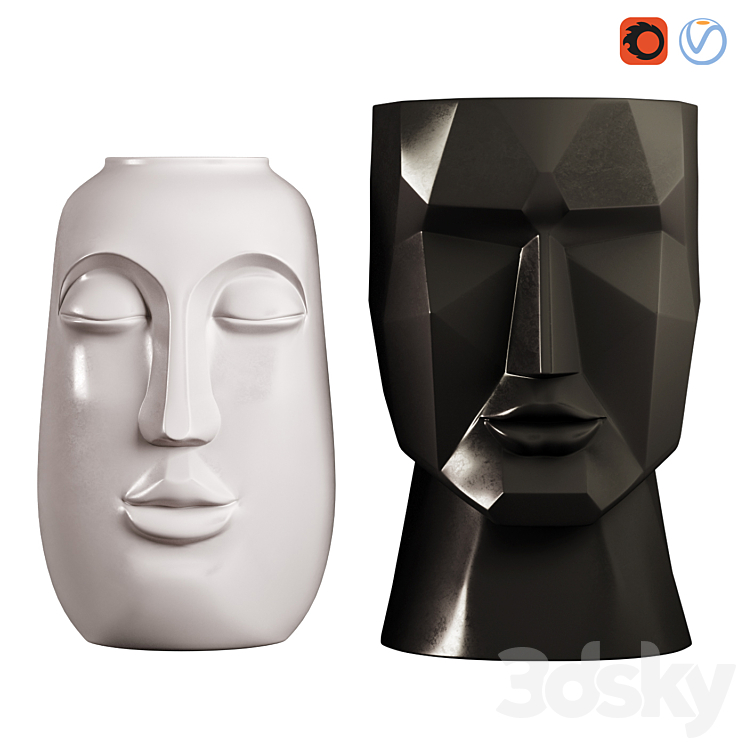 Face Vases, Set of 2 - Vase - 3D model