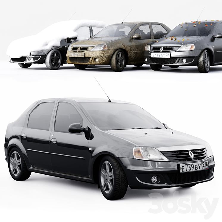Renault Logan 2009 4 seasons - Ground Transport - 3D model