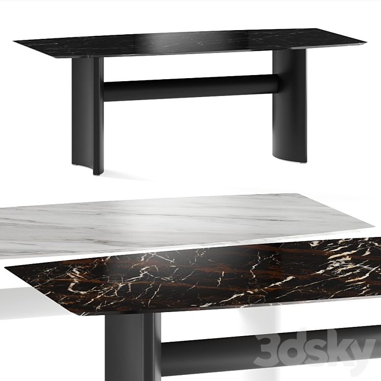 Porada Beam Dining Table with Marble Top - Table - 3D model