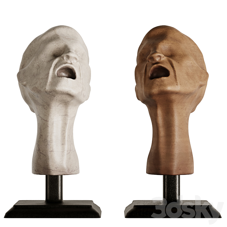 Scream Bust Statue - Sculpture - 3D model