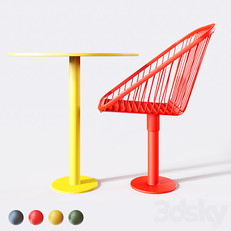 Street set Korg v.01 - Table + Chair - 3D model