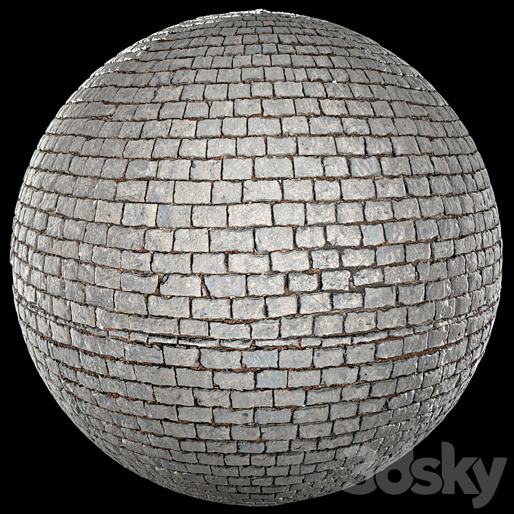 Scanned PBR paving stone texture metal roughness - Stone - 3D model