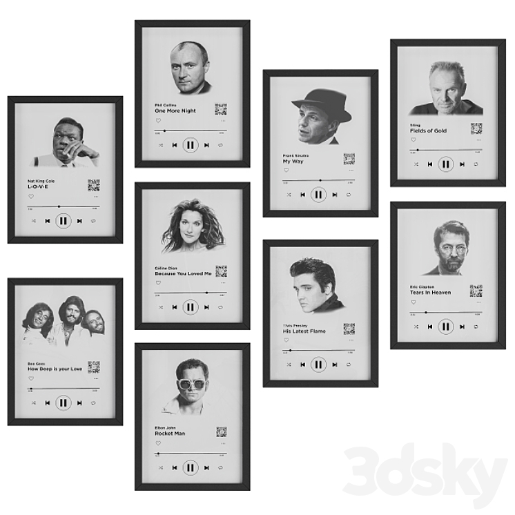 Playlist Frame Black Music Player of Singers - Set 04 - Frame - 3D model