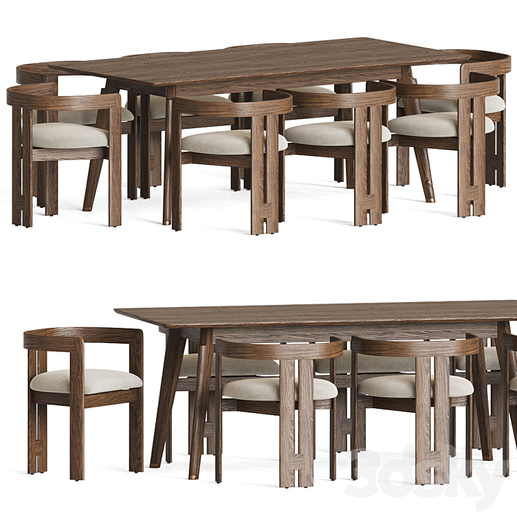 Dining Set 58 - Table + Chair - 3D model