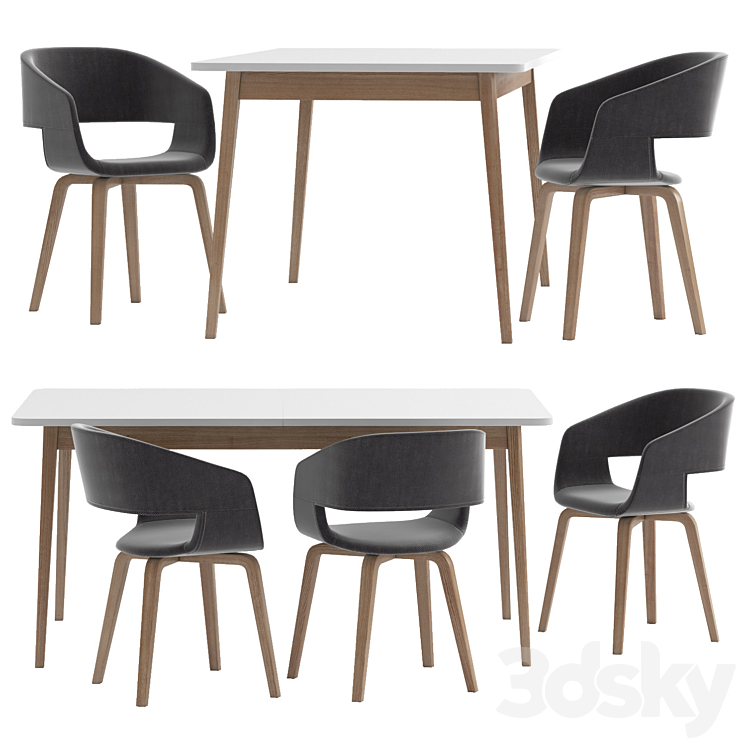 JYSK GAMMELGAB table with HOLSTEBRO chair - Table + Chair - 3D model