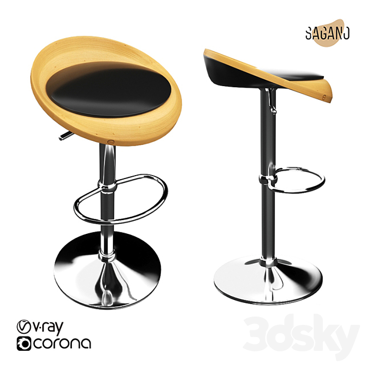 OM bar stool GOE by Sagano - Chair - 3D model