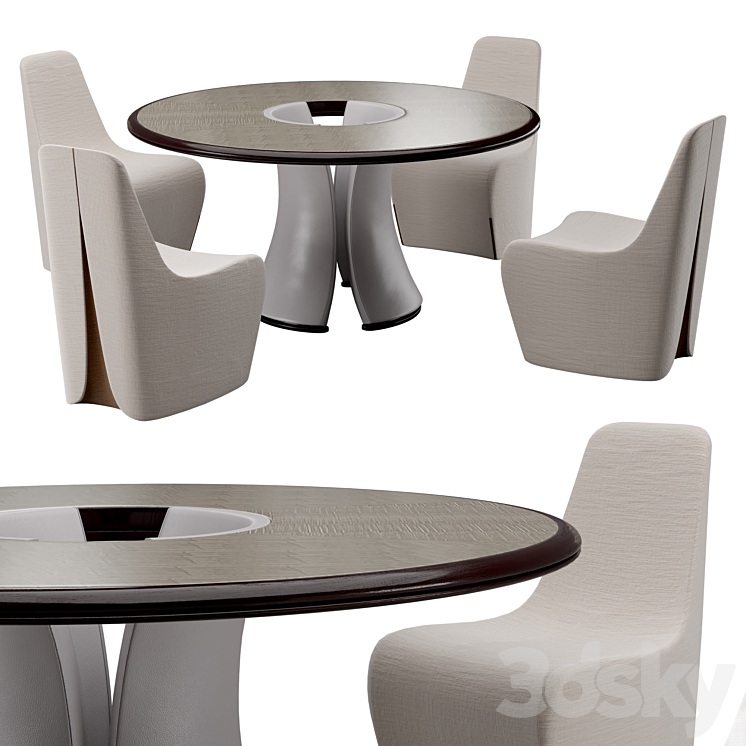 Giorgetti enso tie - Table + Chair - 3D model