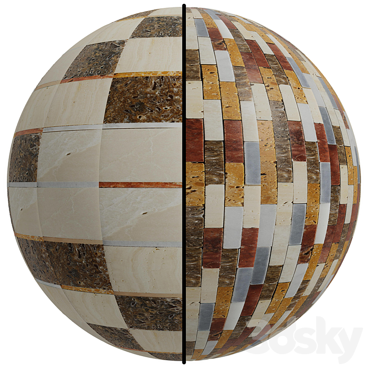 FB49 Mosaics Levigate | PBR | 2 MAT | 4K - Tile - 3D model