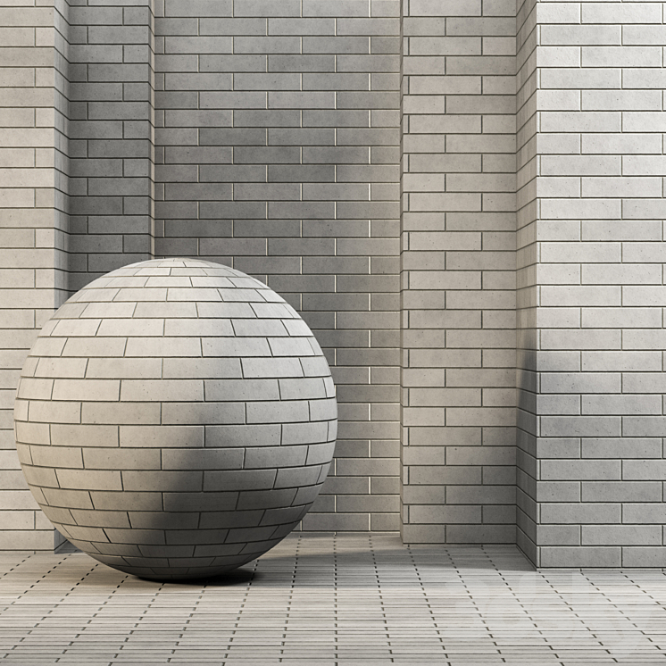 3 Gray Brick Texture 4k (3 Pattern) Seamless - Tileable - Brick - 3D model