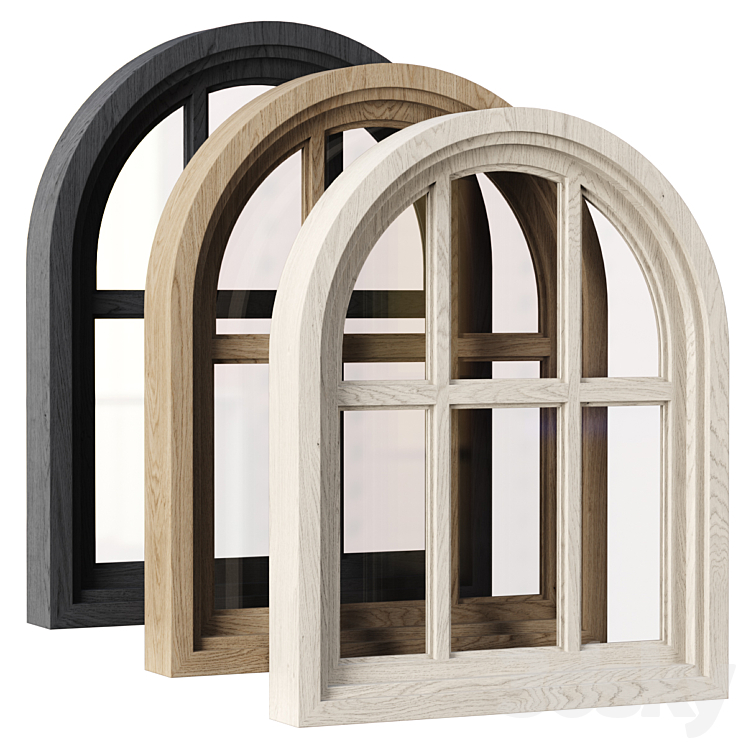 Arch Windows_v3 / Wooden arched windows - Windows - 3D model