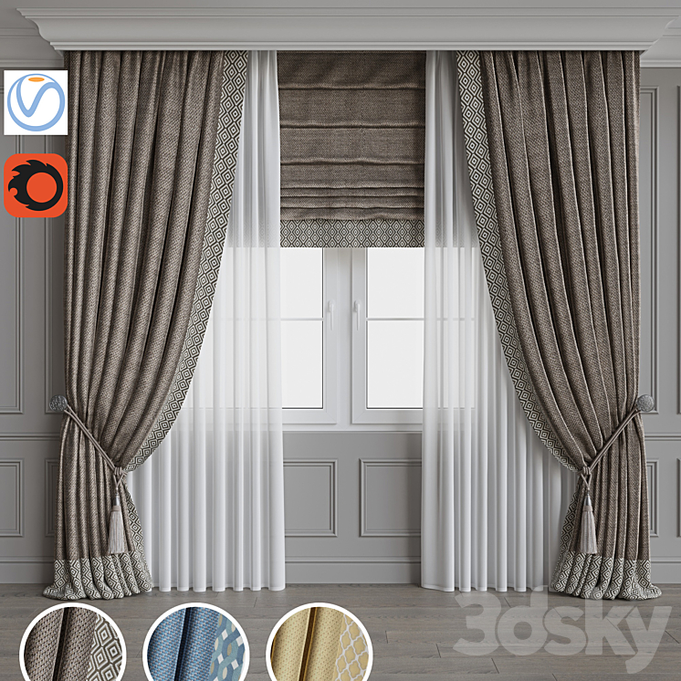 Set of curtains 115 - Curtain - 3D model