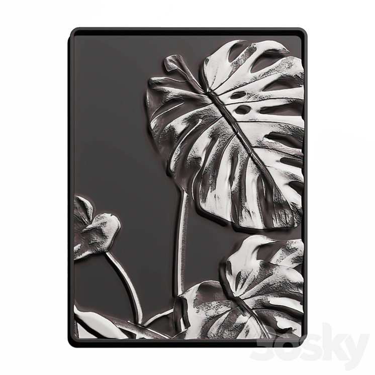 3D panno monstera - Decorative plaster - 3D model