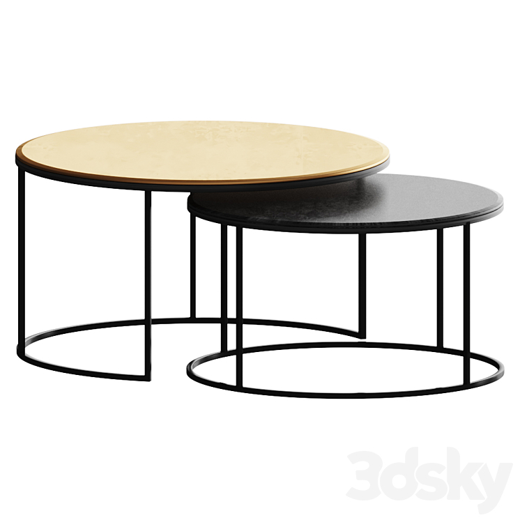 Set of coffee tables with knurled slots of two Coffee table coffee ...