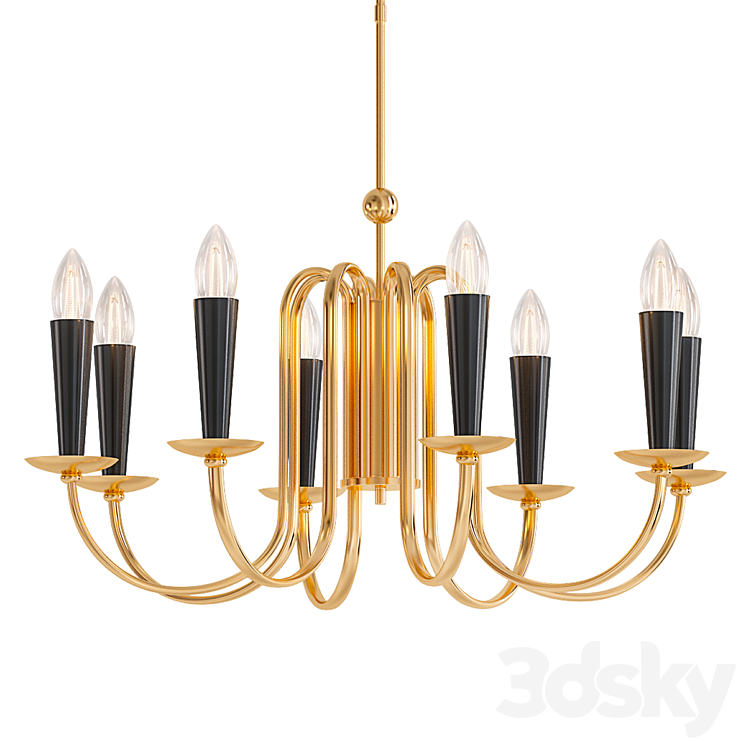 Eight Arm Sputnik Brass Chandelier - Pendant light - 3D model