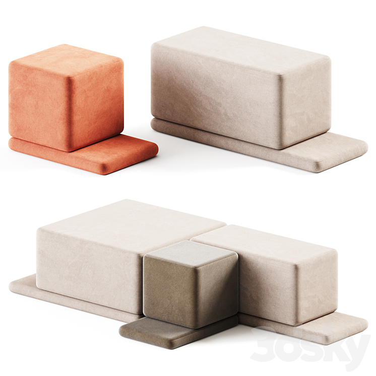 Post Pouf Woo furniture / Modular Pouf - Other soft seating - 3D model