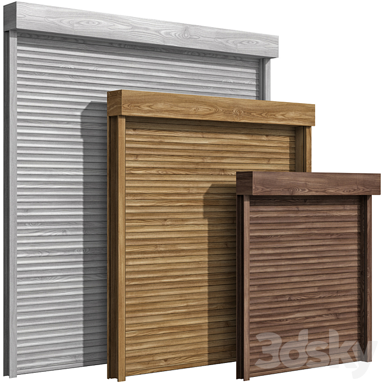 Wooden roller shutters roll for windows and doors - Curtain - 3D model