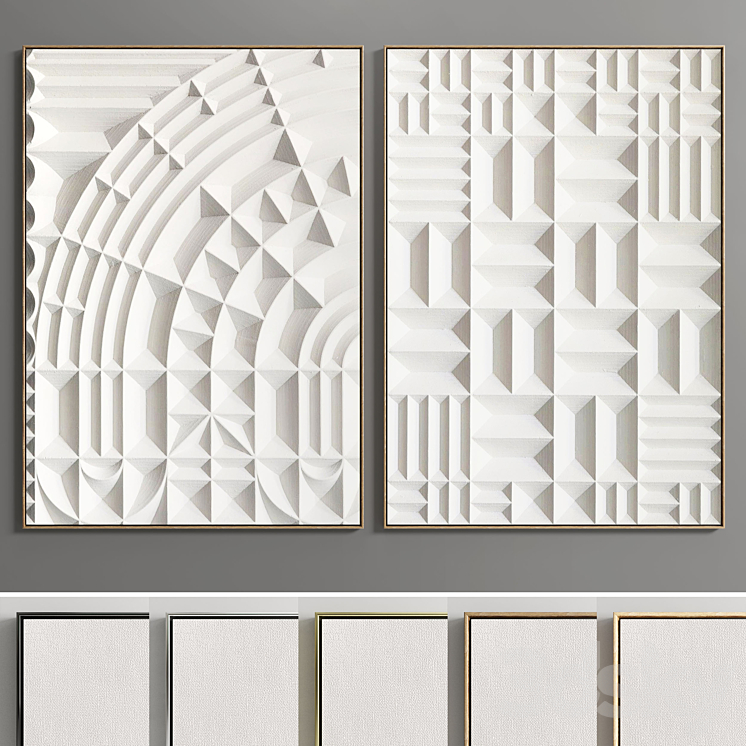 Plaster Two Photo Frame E-12 - Frame - 3D model