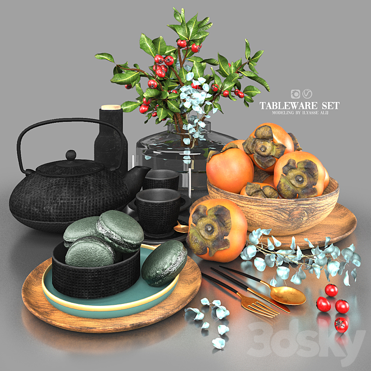 tableware set - Food and drinks - 3D model