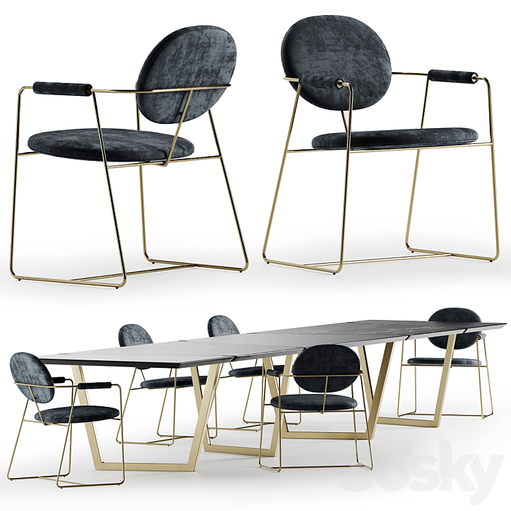 Baxter Pangea + Gemma Chair - Table + Chair - 3D model