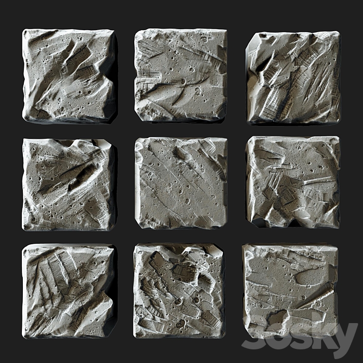 Stone cube panel old n2 / Panel from stone old cubes - Other decorative ...