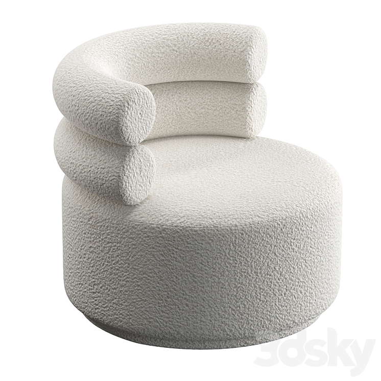 Chunky Boucle Hug Swivel Chair - Arm chair - 3D model