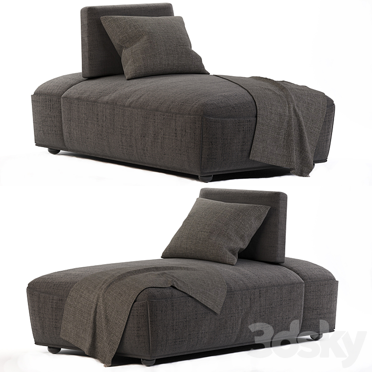 Mondial granite gray chaise lounge chair - Other soft seating - 3D model